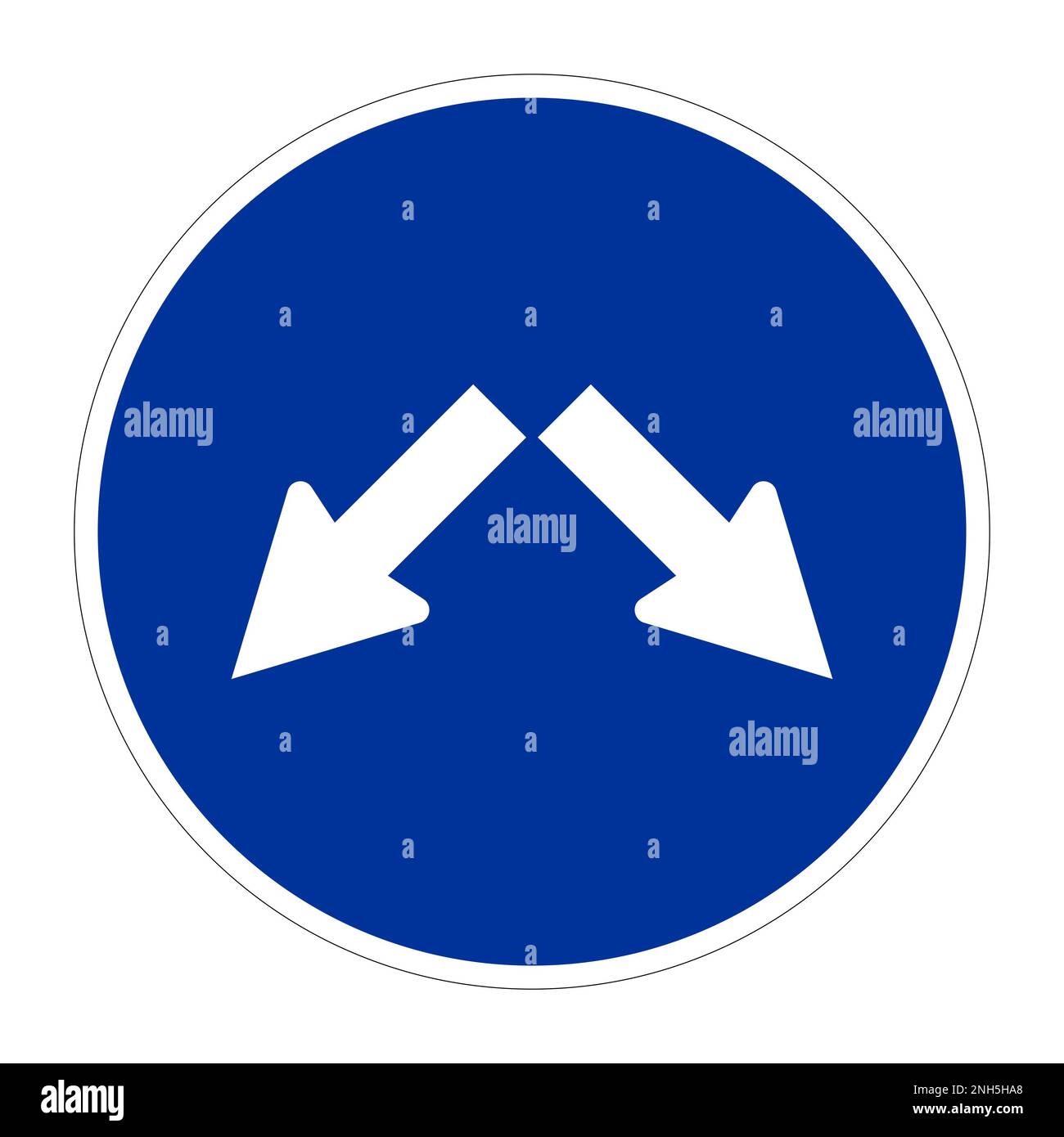 Traffic sign KEEP LEFT OR RIGHT on white background, illustration Stock ...