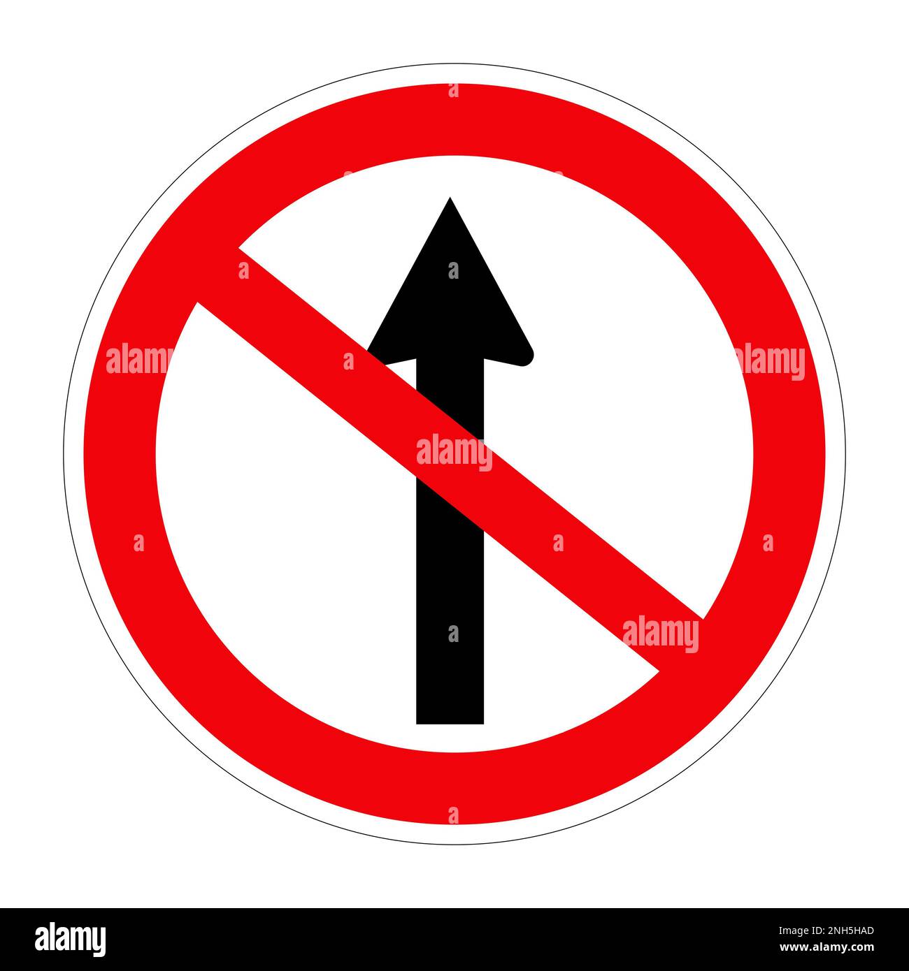 Traffic sign NO STRAIGHT on white background, illustration Stock Photo ...