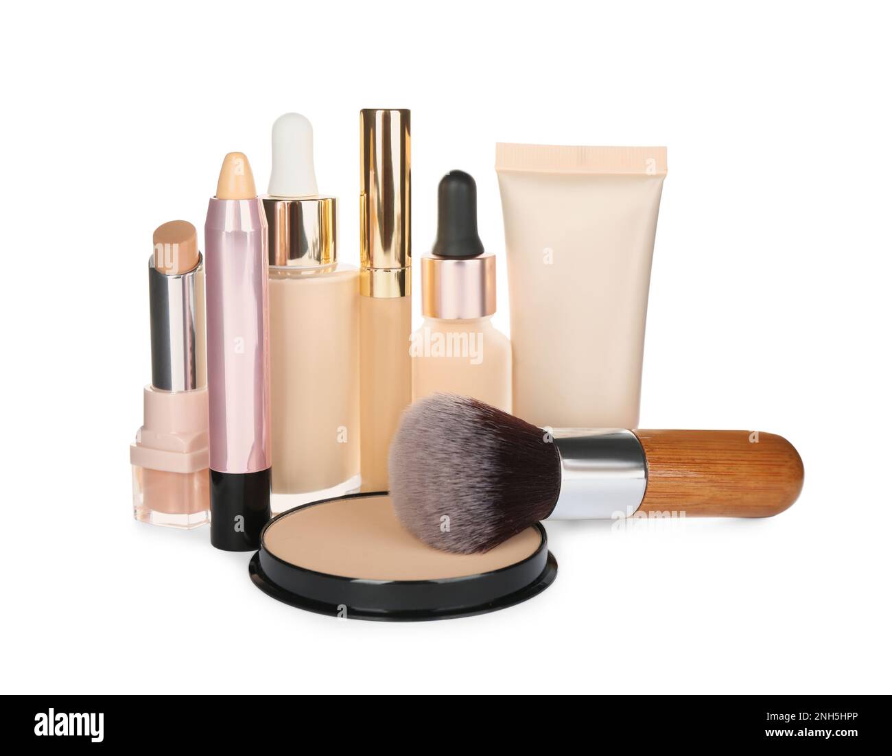 Foundation makeup products on white background. Decorative cosmetics ...