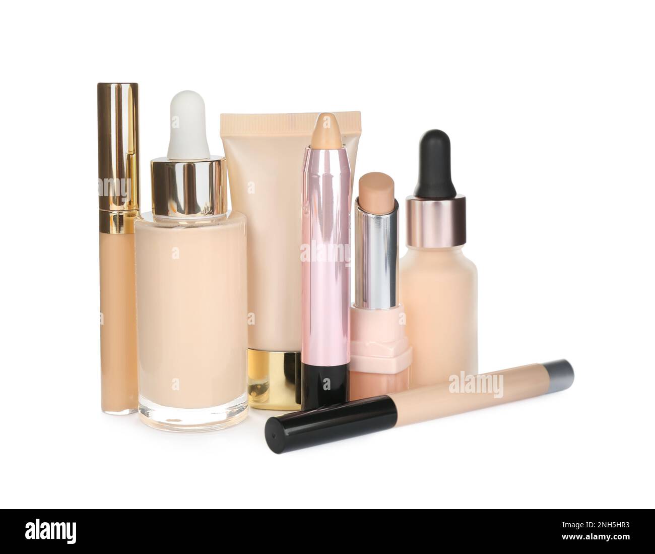 Foundation makeup products on white background. Decorative cosmetics ...