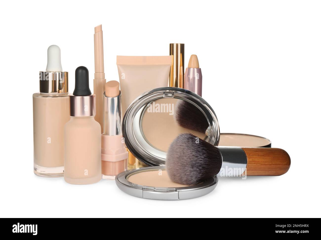 Foundation makeup products on white background. Decorative cosmetics ...