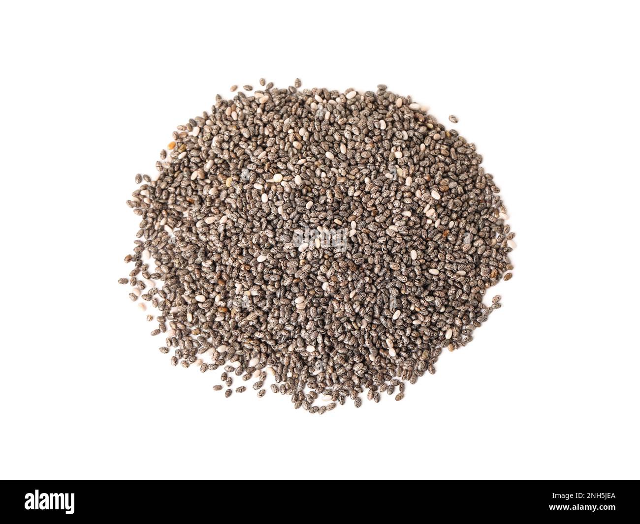 Pile of chia seeds on white background, top view. Vegetable planting ...