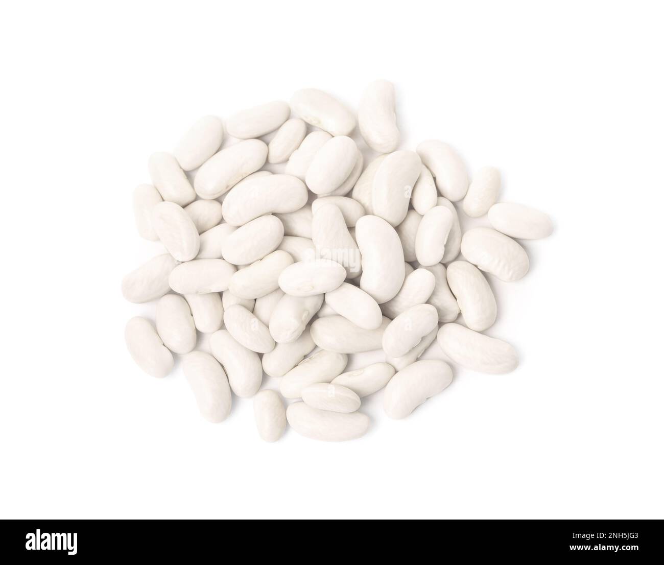 Pile of raw beans on white background, top view. Vegetable planting ...