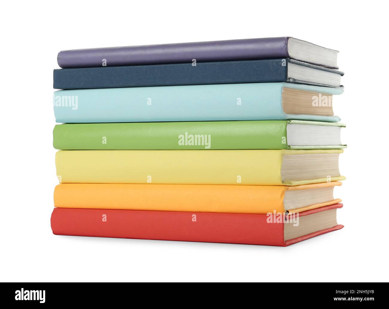 Many colorful hardcover books on white background Stock Photo - Alamy