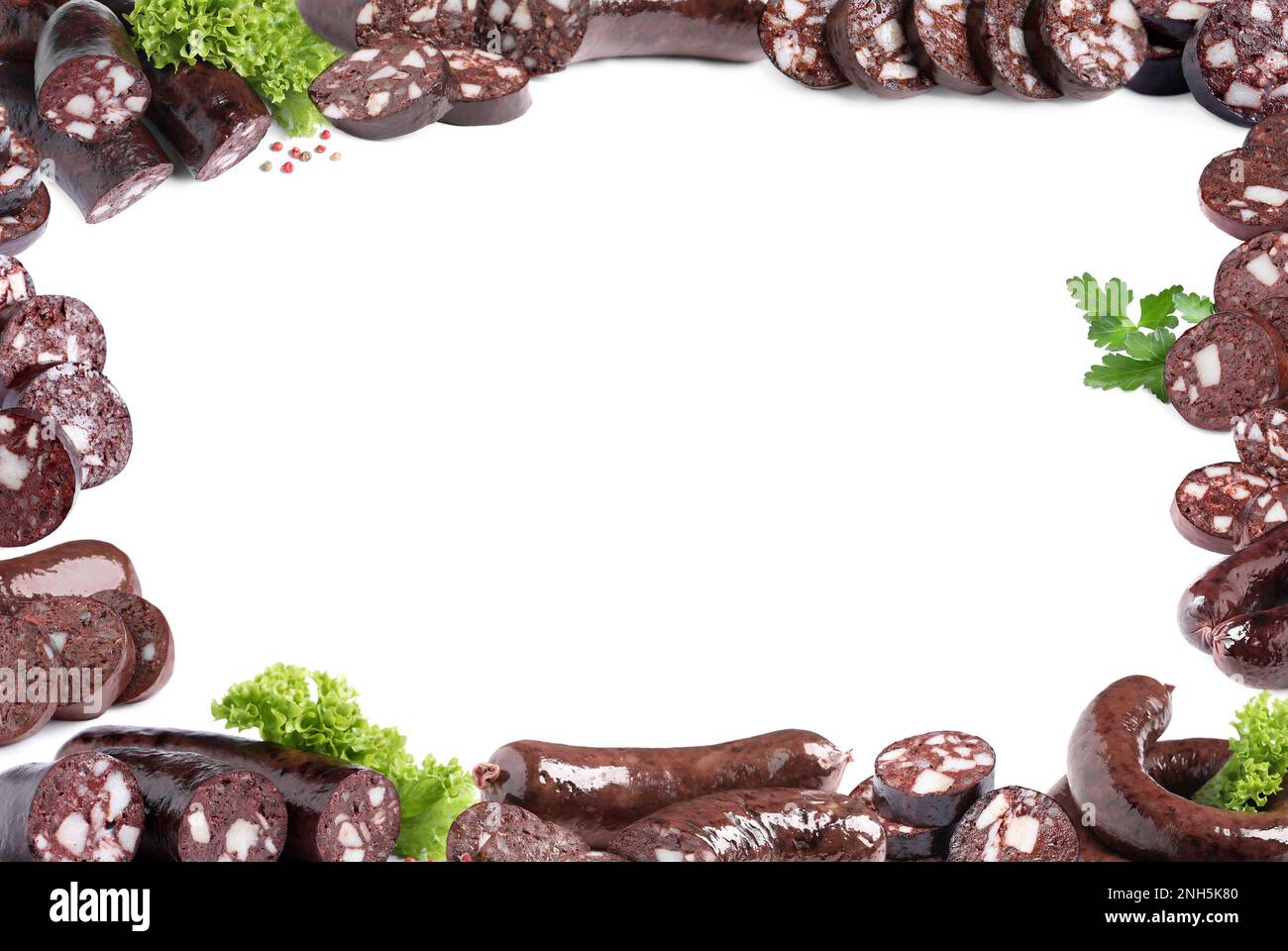 Raw sausages set frame hi-res stock photography and images - Alamy