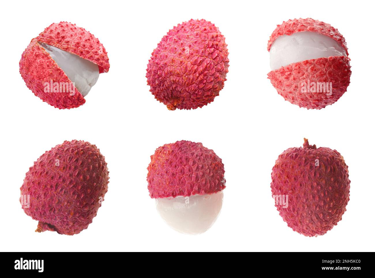 Set with tasty ripe lychee fruits on white background Stock Photo - Alamy