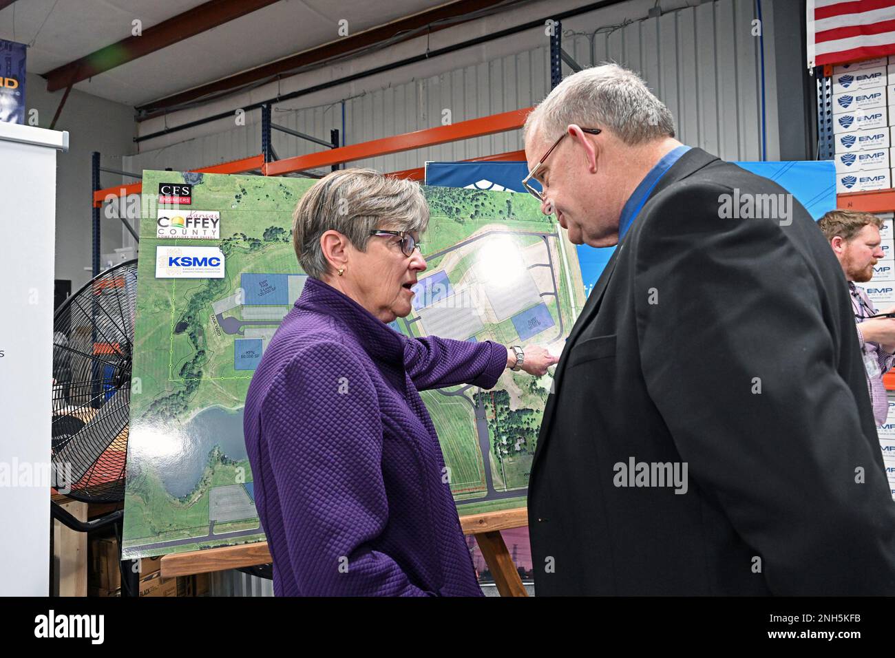 BURLINGTON, KANSAS - FEBRUARY 20, 2023 Kansas Governor Laura Kelly (D ...