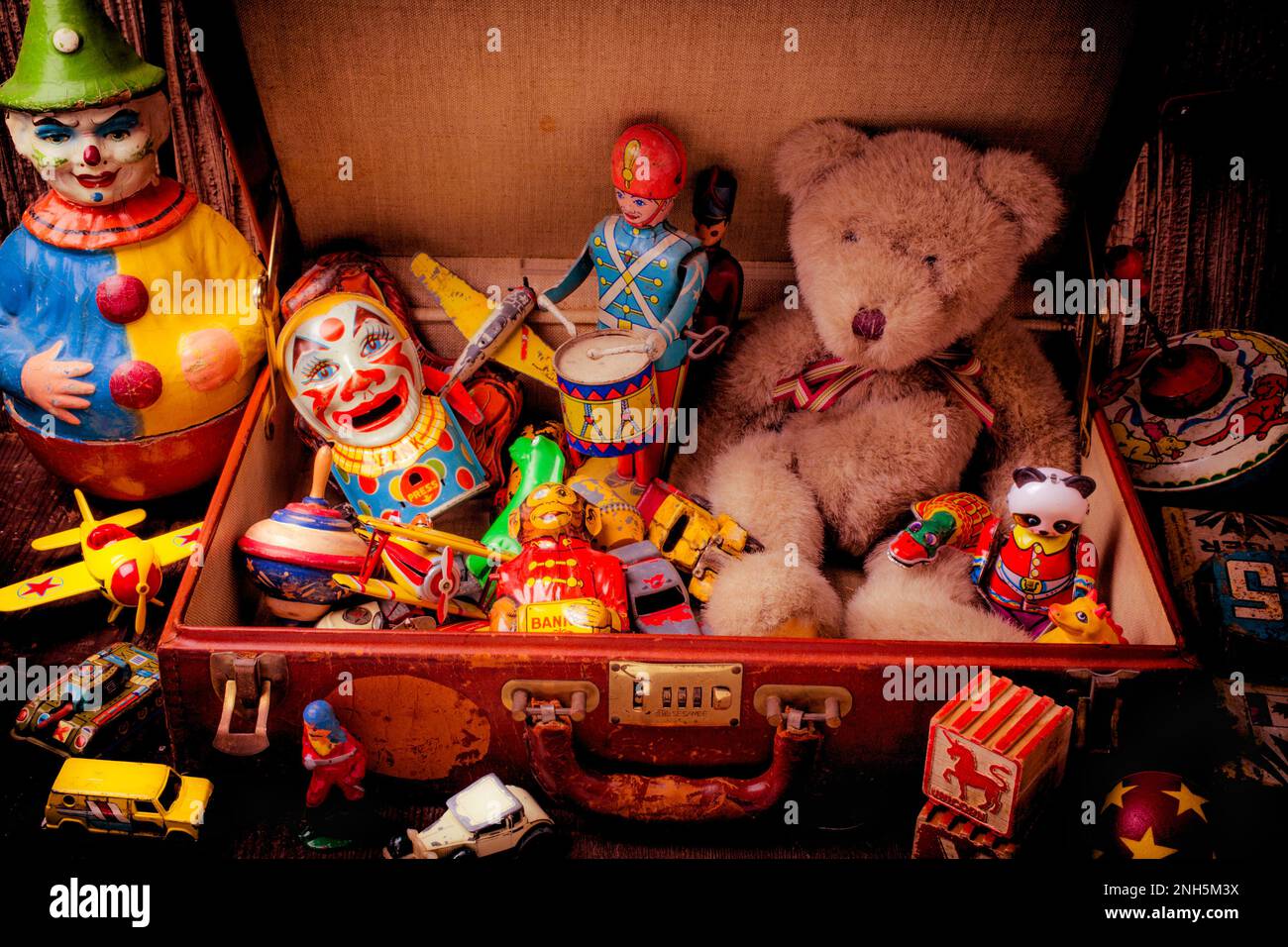 Old Toys In Suitcase Stock Photo - Alamy