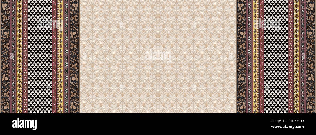Embroidery ethnic Neckline Mughal arts flowers borders and bunch ...