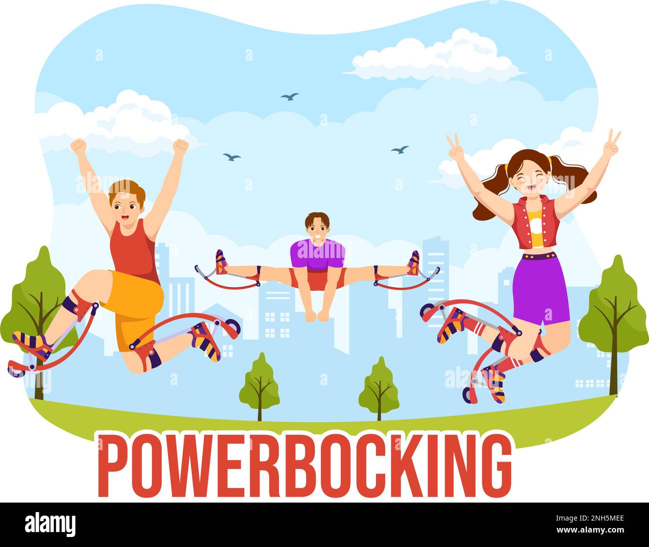 Powerbocking Sport Illustration with Jumping Boots for Web Banner or ...