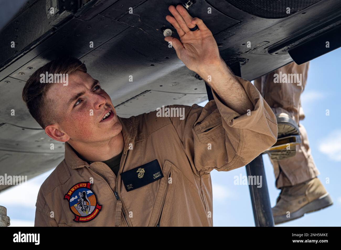 U.S. Marine Corps Cpl. William Bost, an inspector instructor with ...