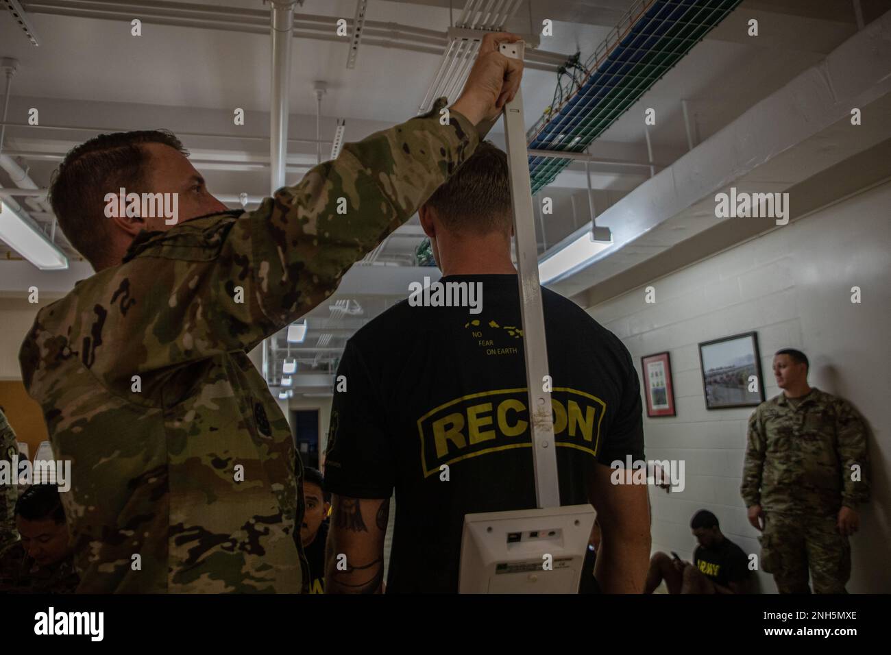 Soldier gets his height and weight measured, July 18 at Schofield ...