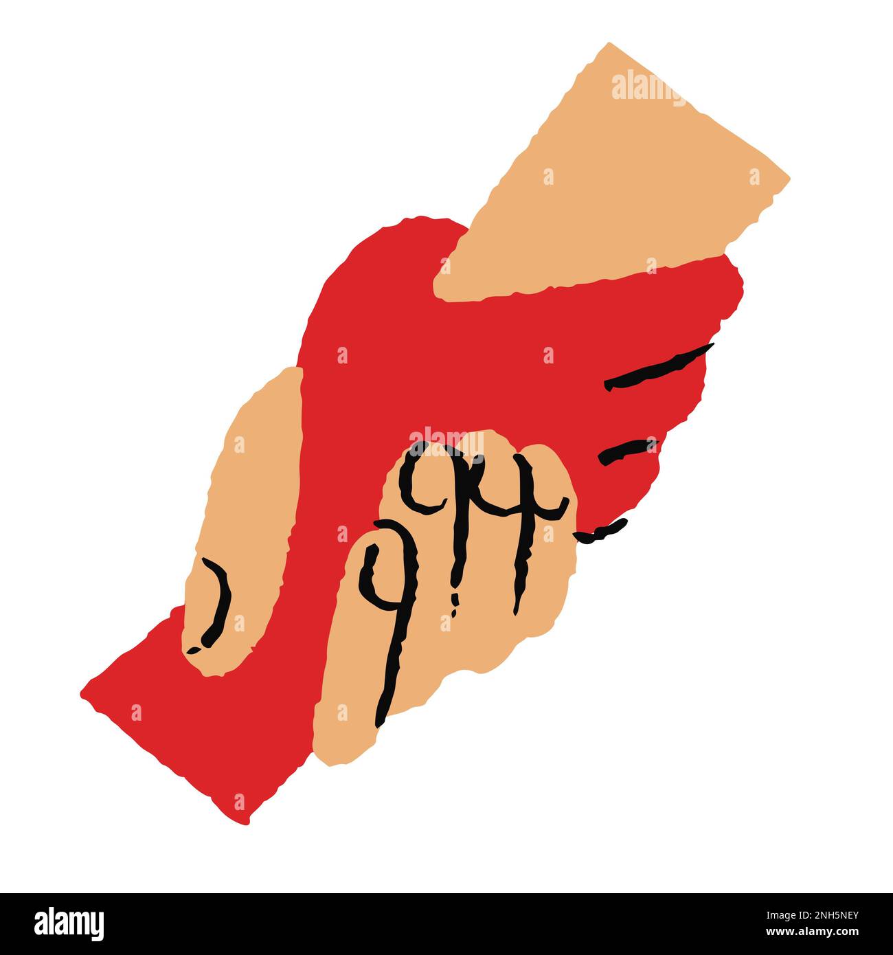 Hands together illustration Cut Out Stock Images & Pictures - Alamy