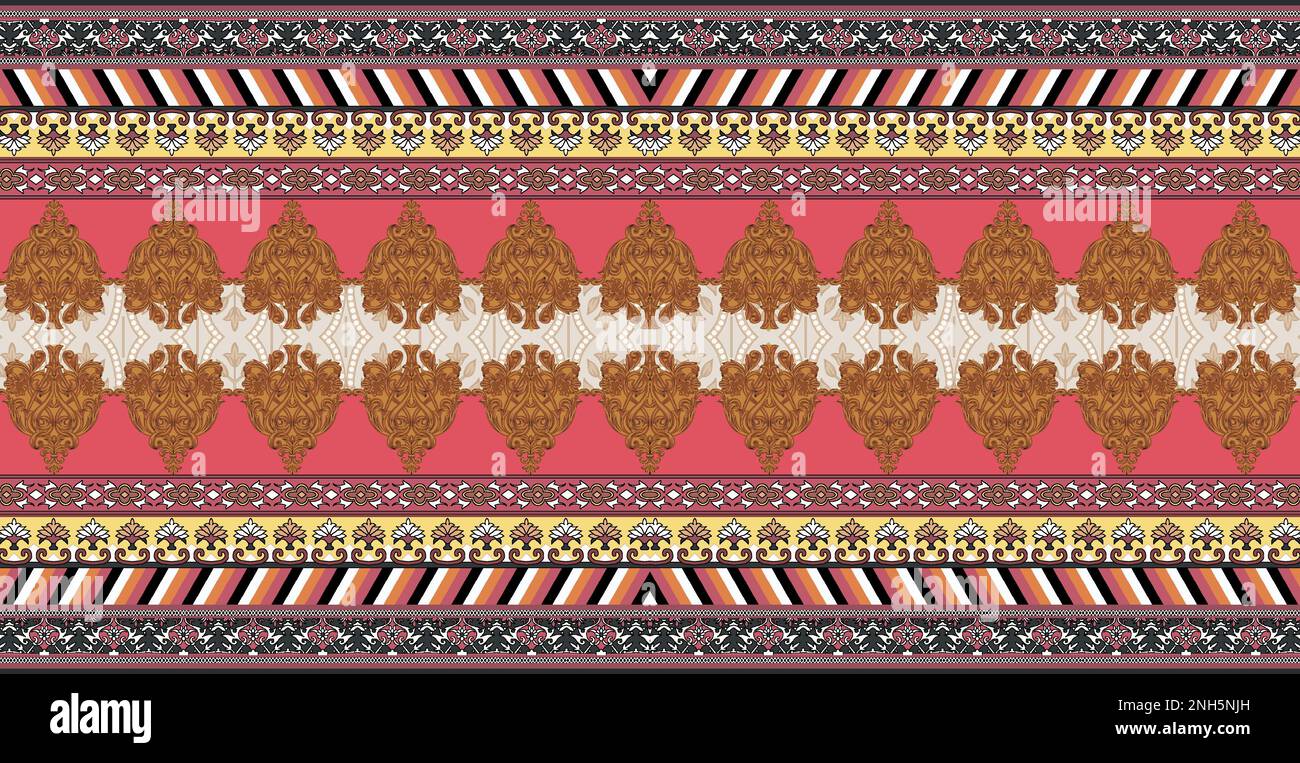 repeat multi colored decorated hand drawn rendered traced embraided ...