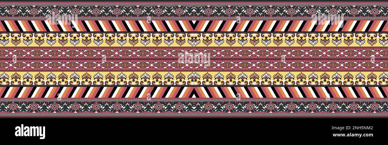 repeat multi colored decorated hand drawn rendered traced embraided ...