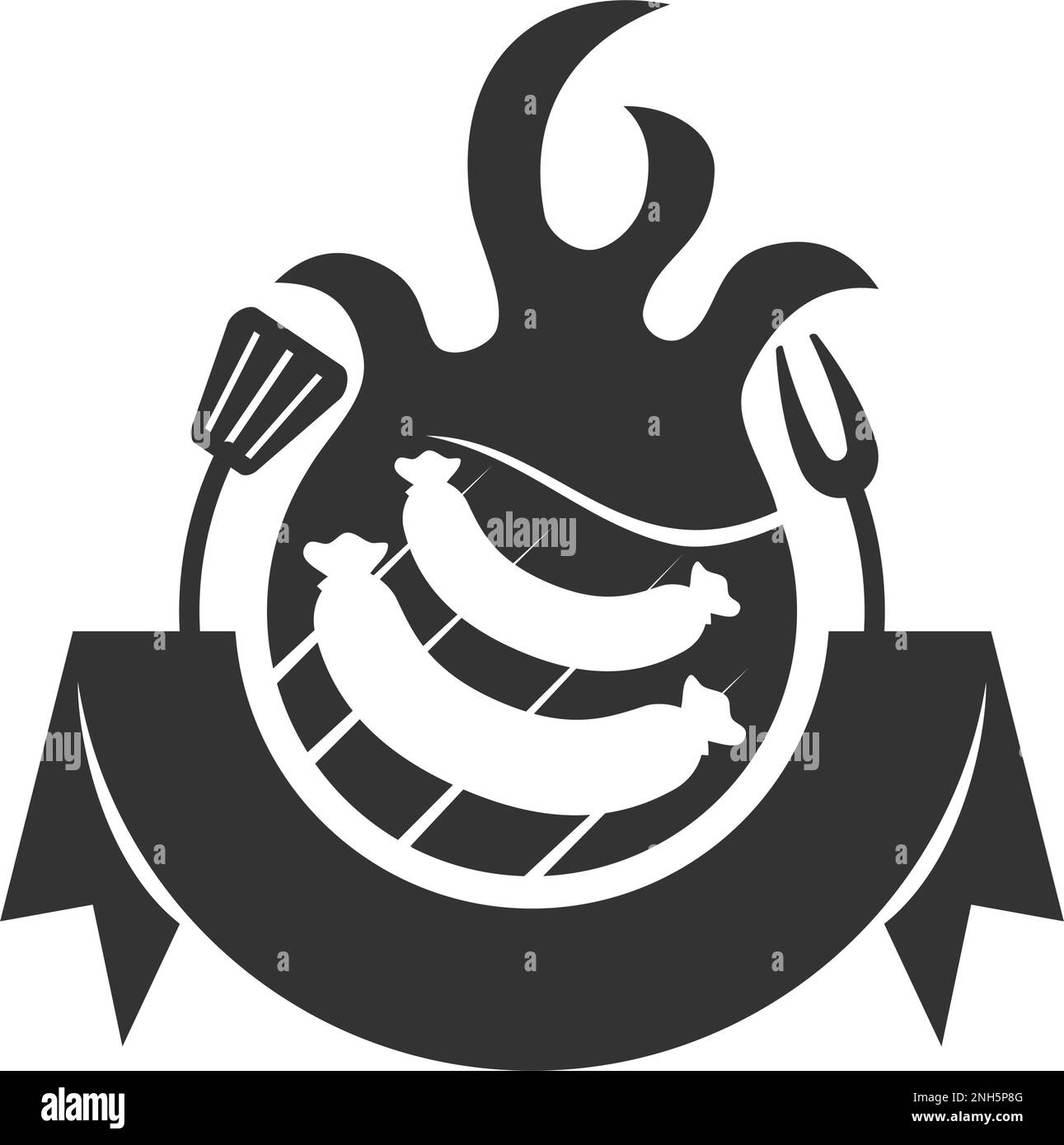 barbecue logo with bbq logotype and fire concept in combination with ...