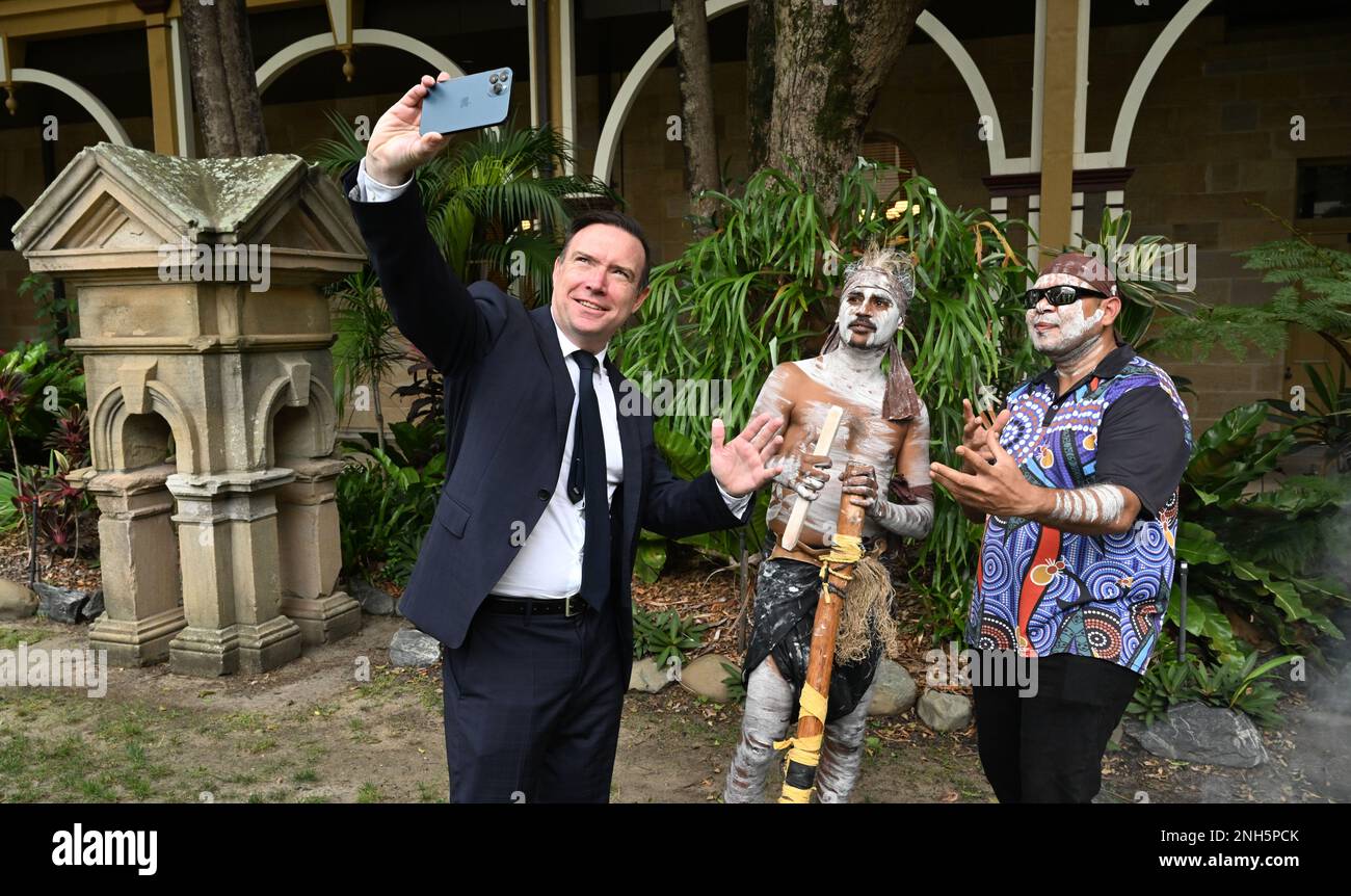 Member for Stretton James Martin (left) is seen with Jono Barney and ...