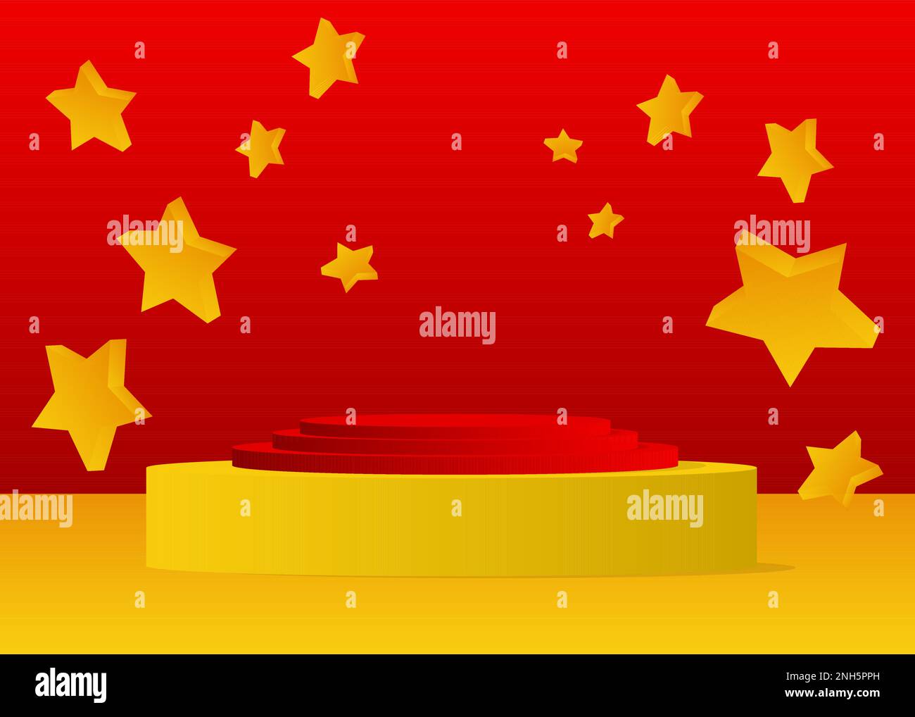 Futuristic red and yellow stage showcase. Sci-fi pedestal podium for ...