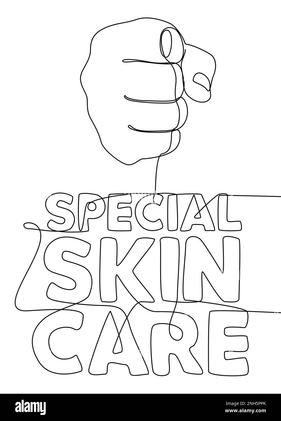 One continuous line of hand with Special Skin Care word. Thin Line ...