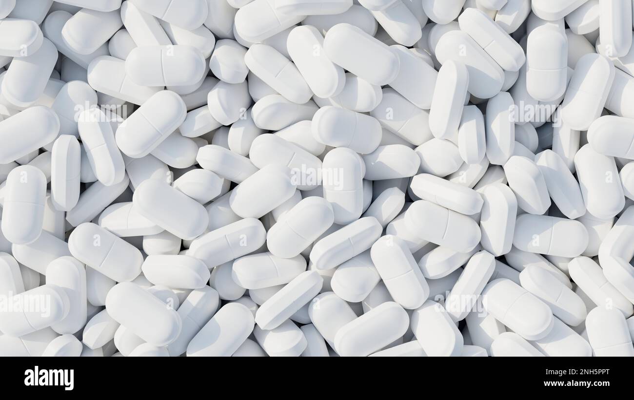 Pile of white tablets or pills background for your presentation ...