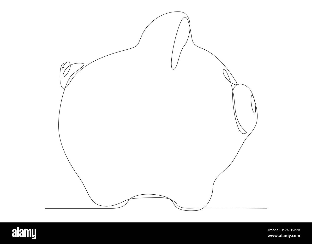 One continuous line of Piggy Bank. Thin Line Illustration vector ...