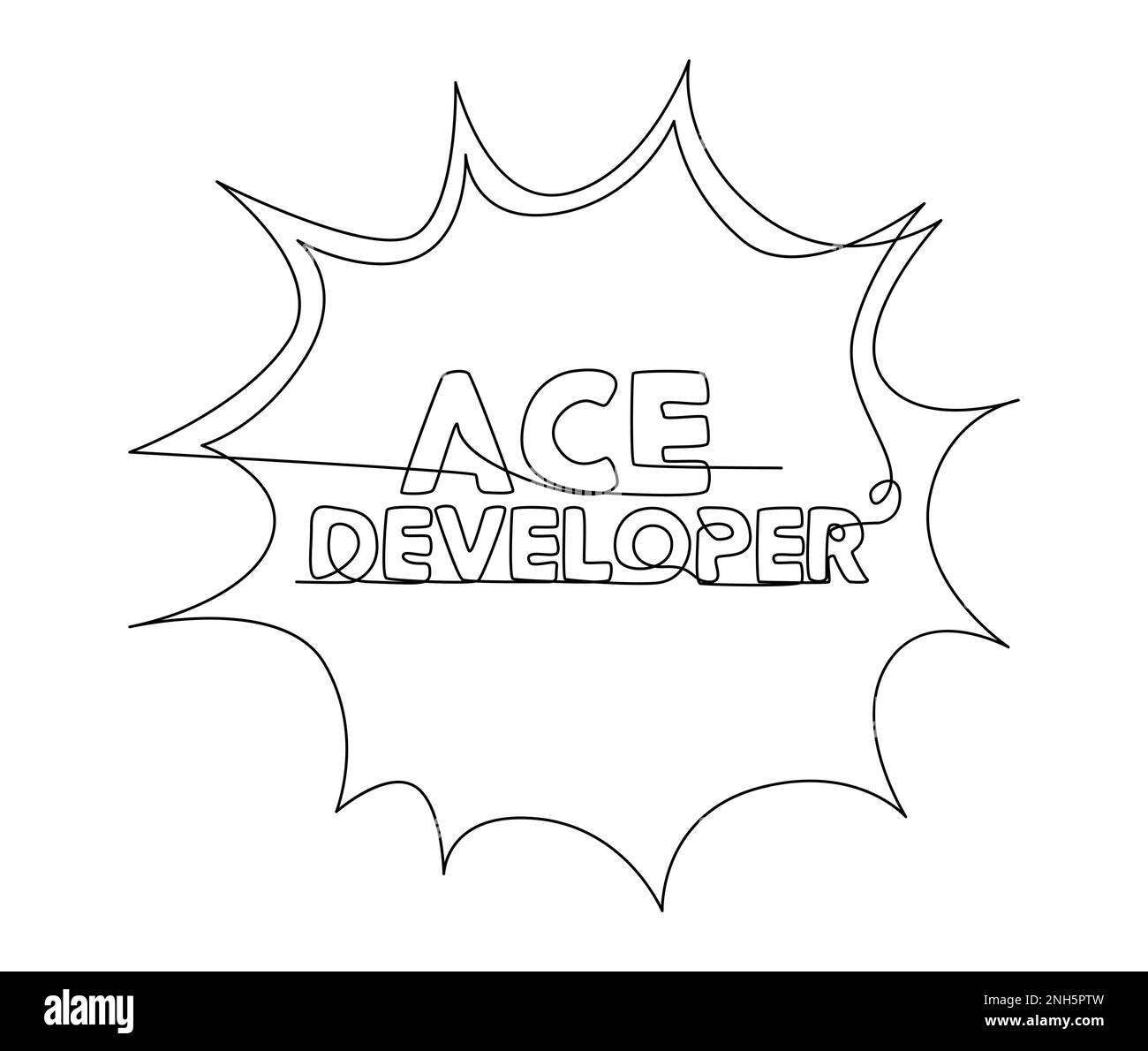 One Continuous Line Of Speech Bubble With Ace Developer Text Thin Line Illustration Vector