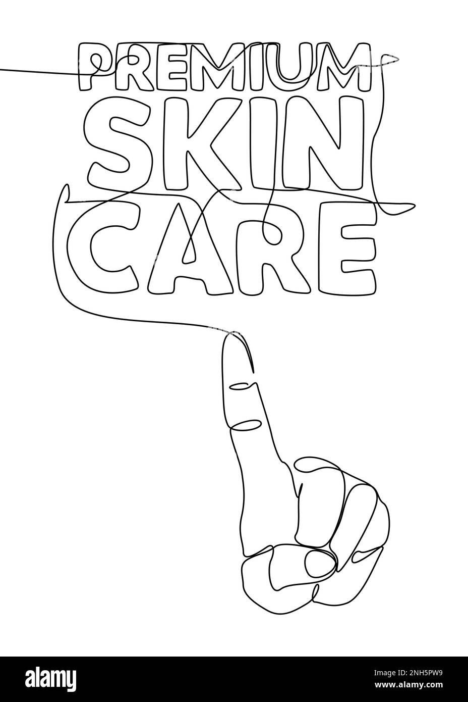 One continuous line of hand with Premium Skin Care word. Thin Line ...