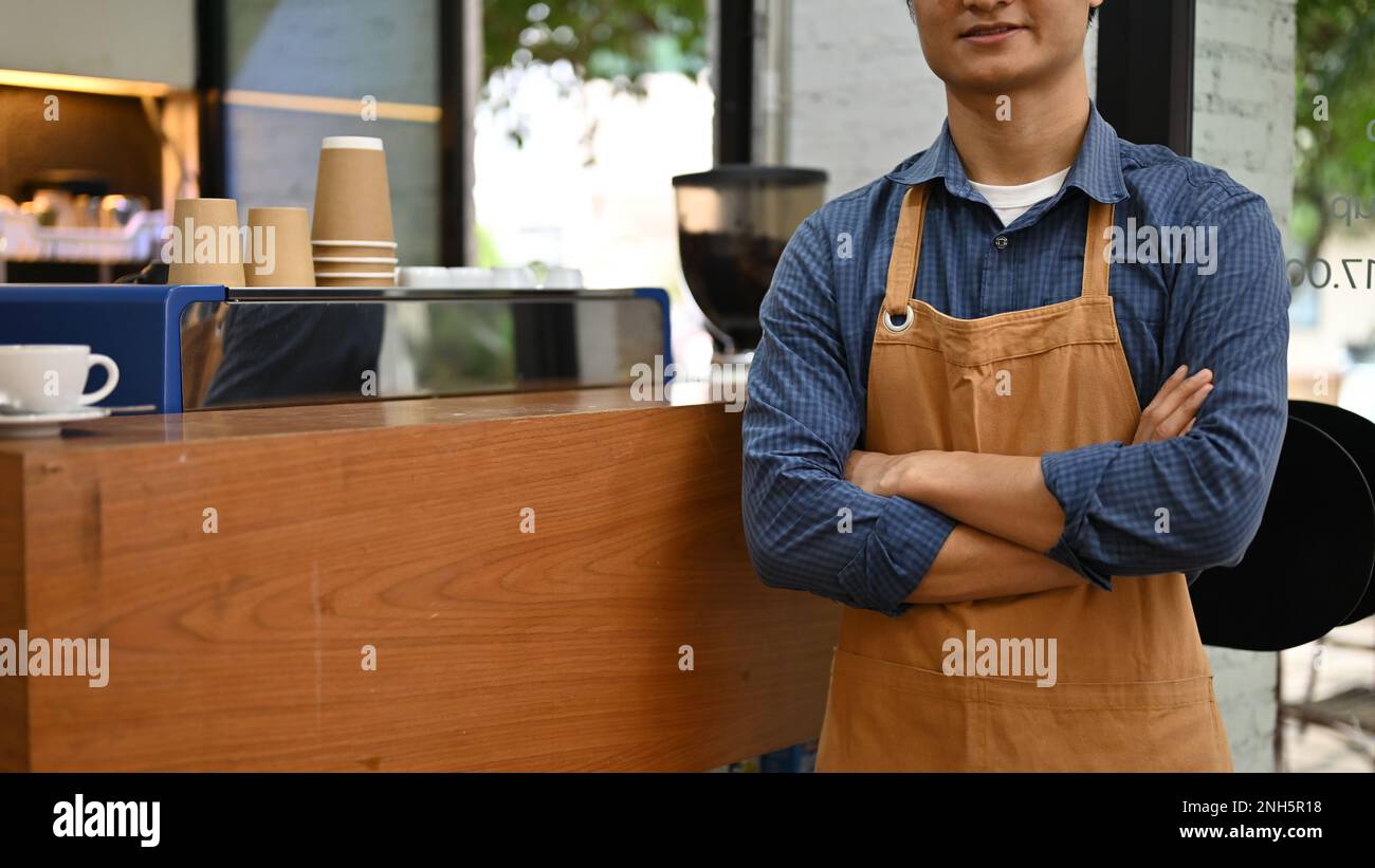 Image happy barista man hi-res stock photography and images - Alamy