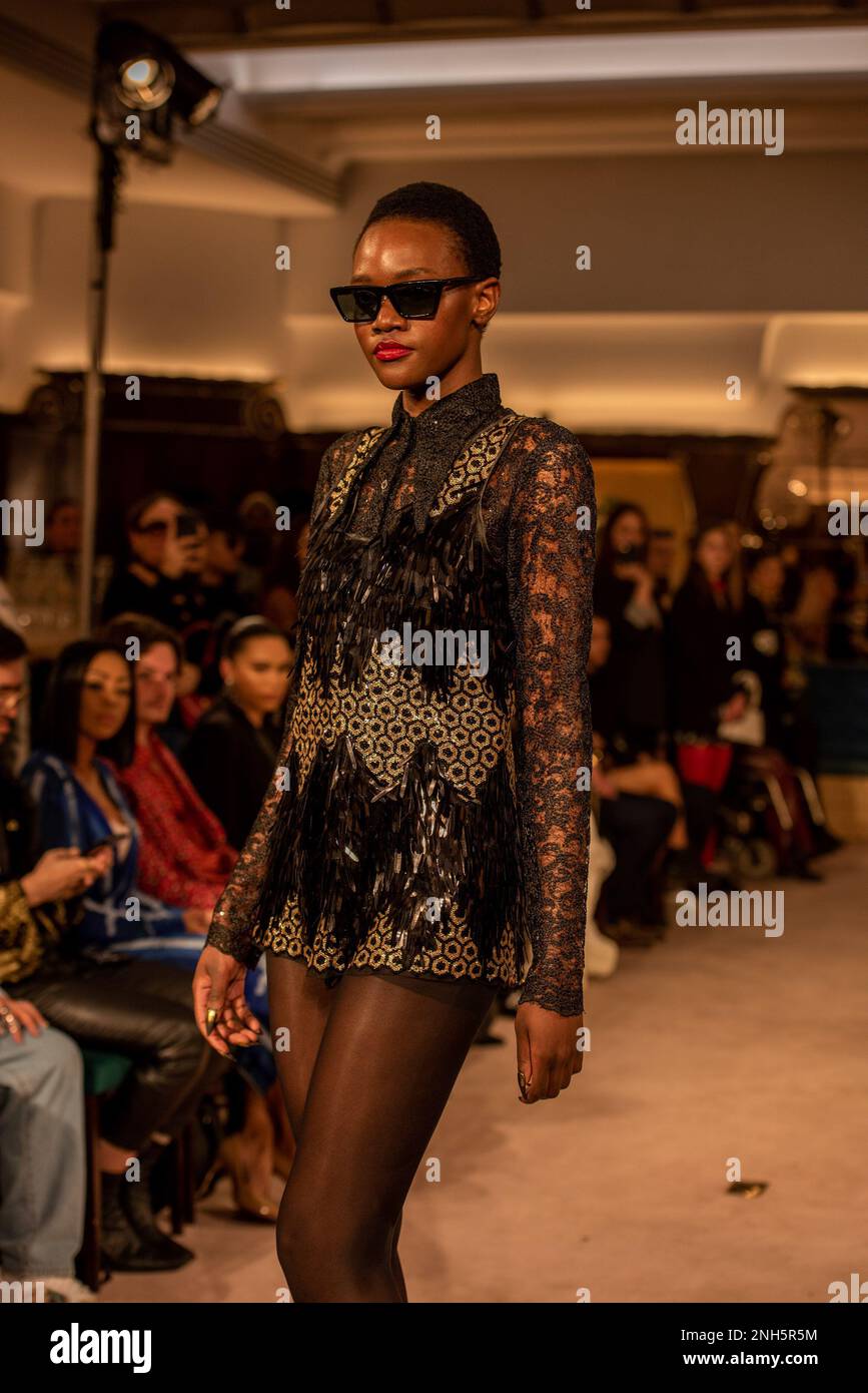London, UK. 20th Feb, 2023. A model walks at the Helen Anthony London ...