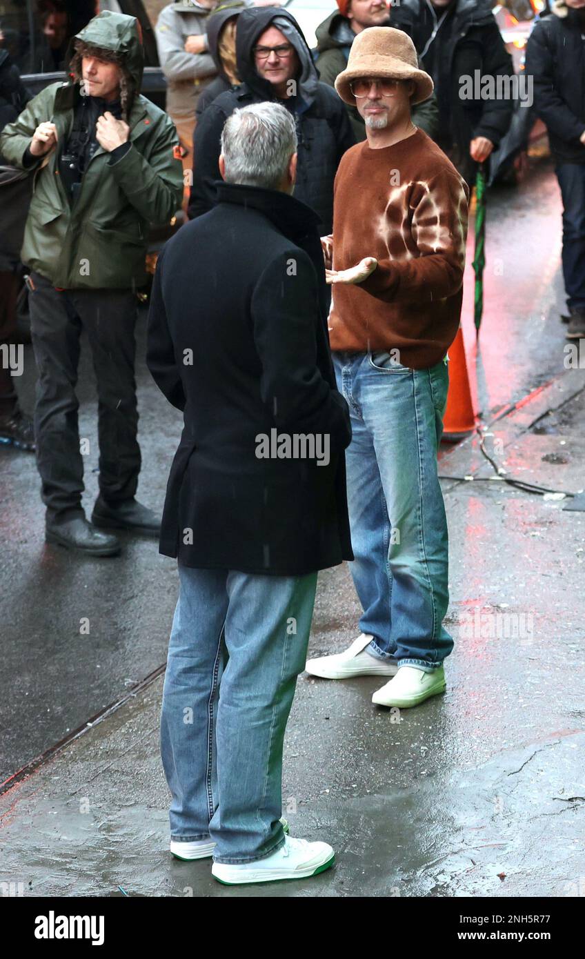 Brad Pitt, George Clooney spotted filming on the set of ‘Wolves’ in ...