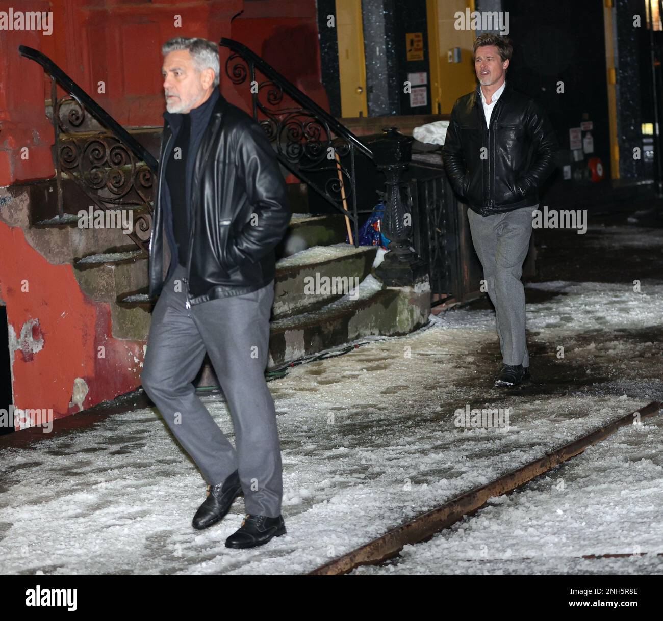 Brad Pitt, George Clooney spotted filming on the set of ‘Wolves’ in ...