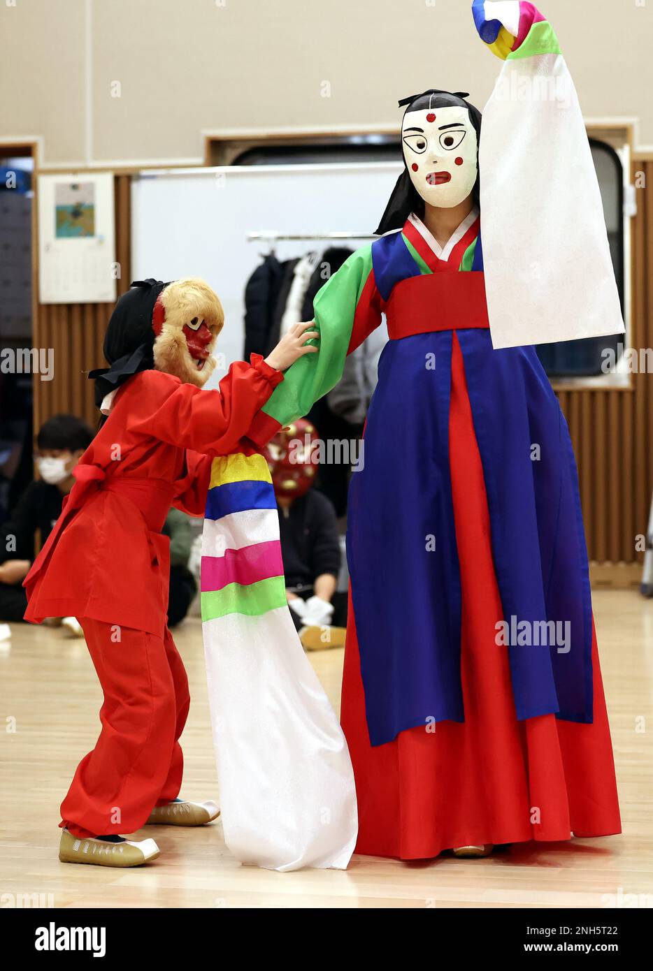 21st Feb, 2023. Prep for int'l children's mask dance fest "Talchum ...