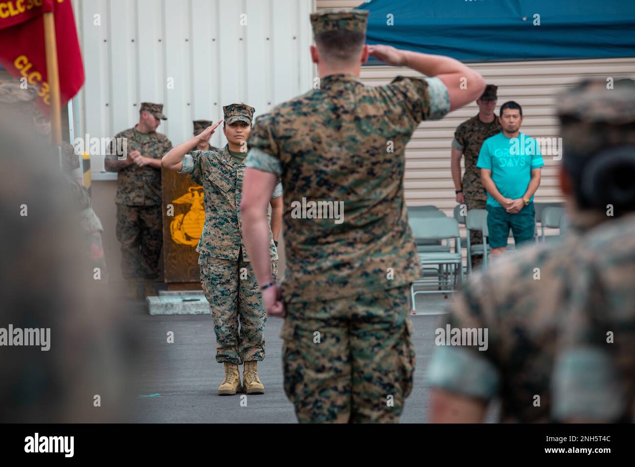 U.S. Marine Corps 1st. Lt. Chanchali Agrawal, salutes the Marines of ...