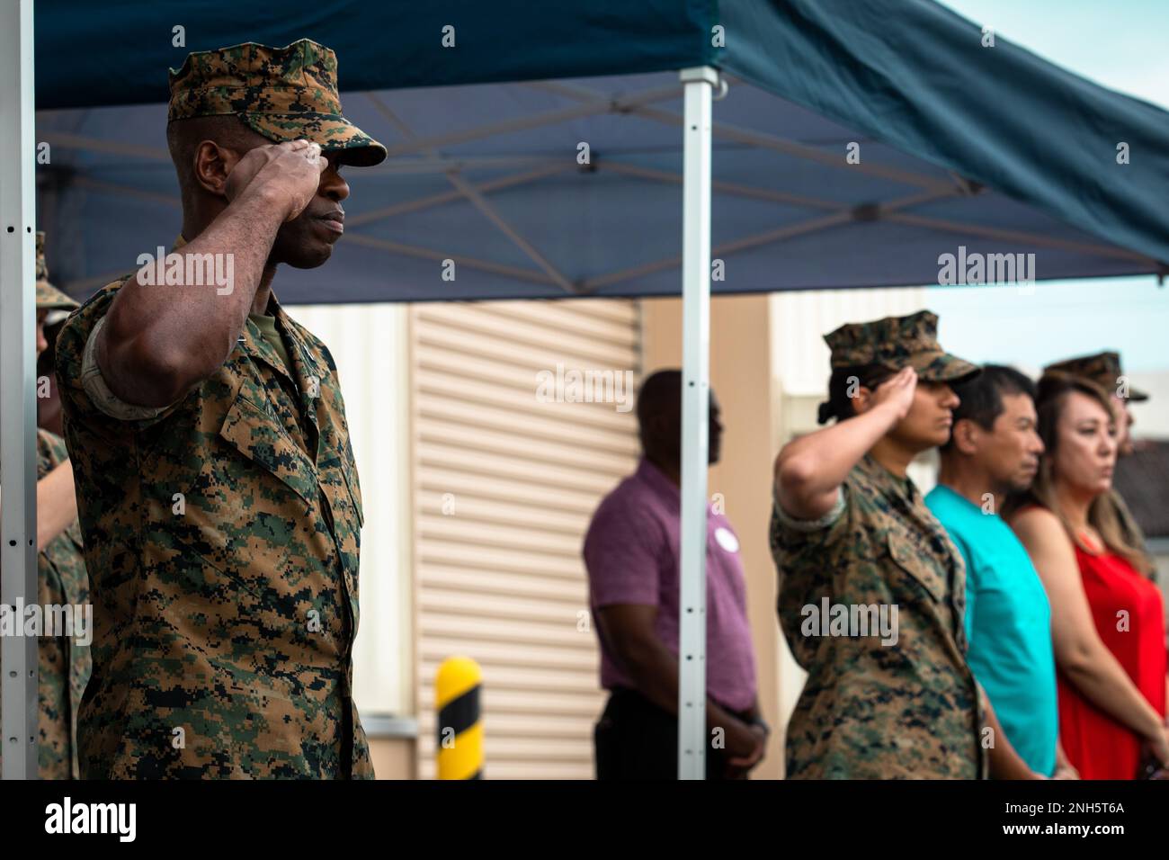 U.S. Marine Corps Capt. Alusine Kamara, left, and 1st. Lt. Chanchali ...
