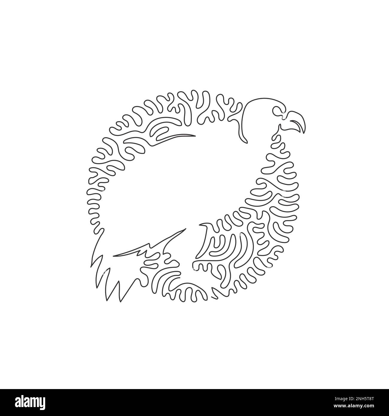 Single Continuous Line Drawing Of Creepy Vulture Abstract Art