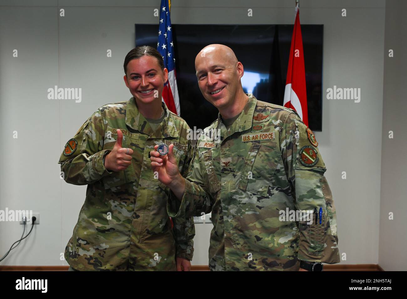 Col. Calvin B. Powell, 39th Air Base Wing commander (right) poses ...