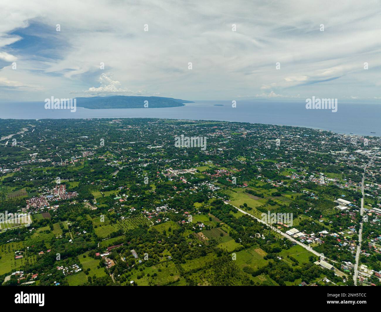 Aerial view of Dumaguete city is the capital of Negros Oriental ...