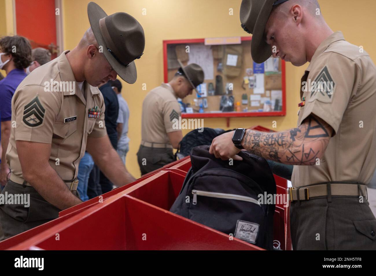 U.S. Marine Corps drill instructors with Receiving Company, Support ...