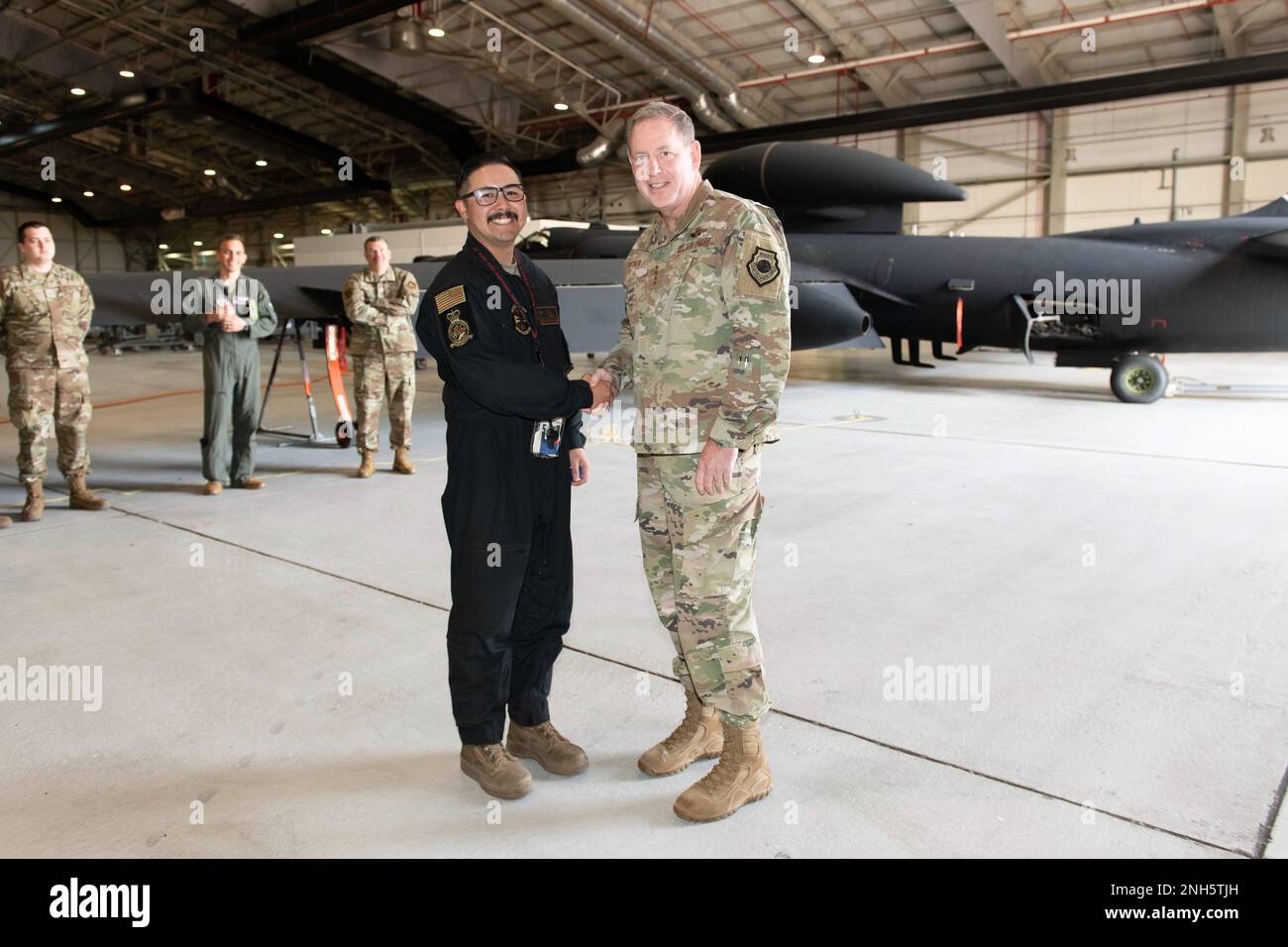 U.S. Air Force Gen. James B. Hecker, right, U.S. Air Forces in Europe ...
