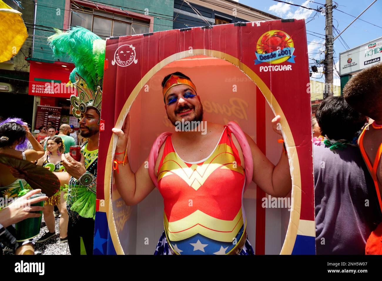 São Paulo SP Brazil February 20 2023 Revelers dancing during the annual ...