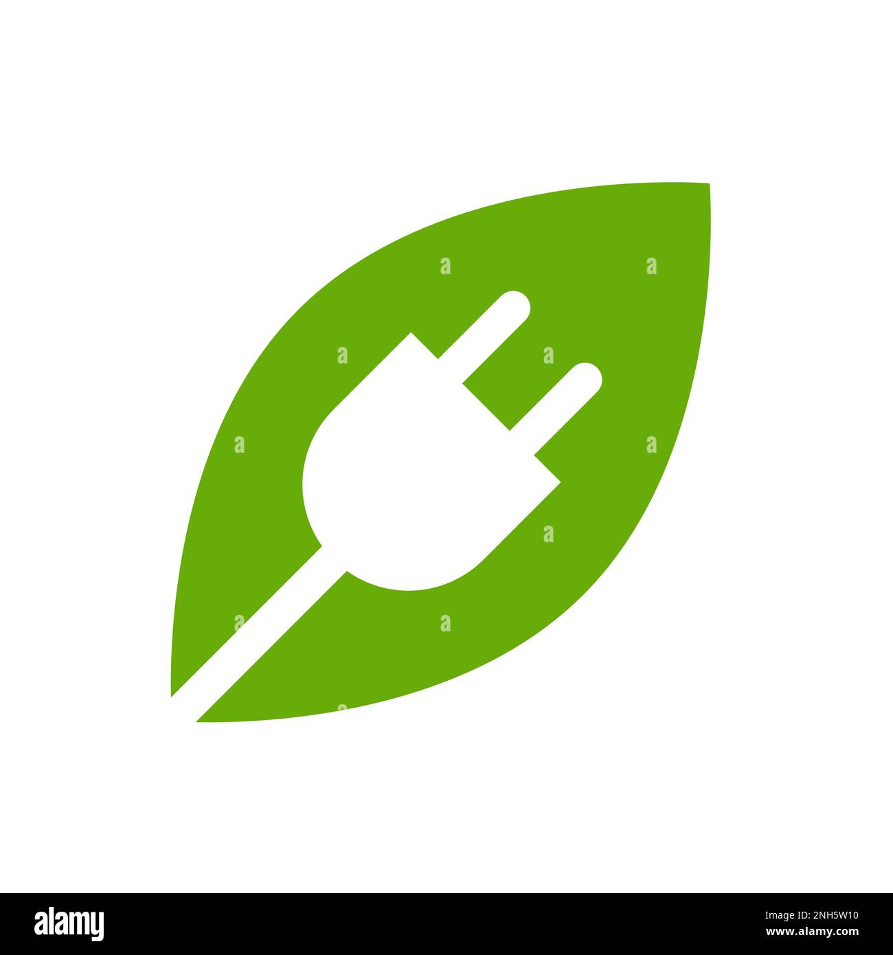 eco green electric plug with leaves icon vector save energy with ...