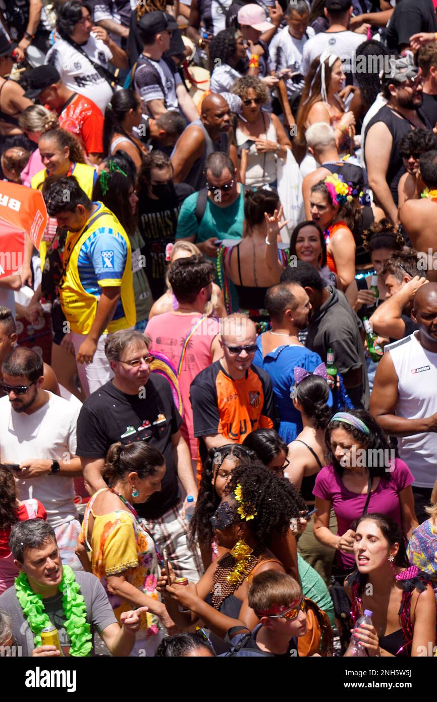 São Paulo SP Brazil February 20 2023 Revelers dancing during the annual ...
