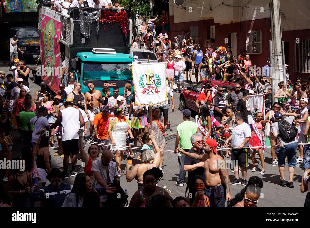 São Paulo SP Brazil February 20 2023 Revelers dancing during the annual ...