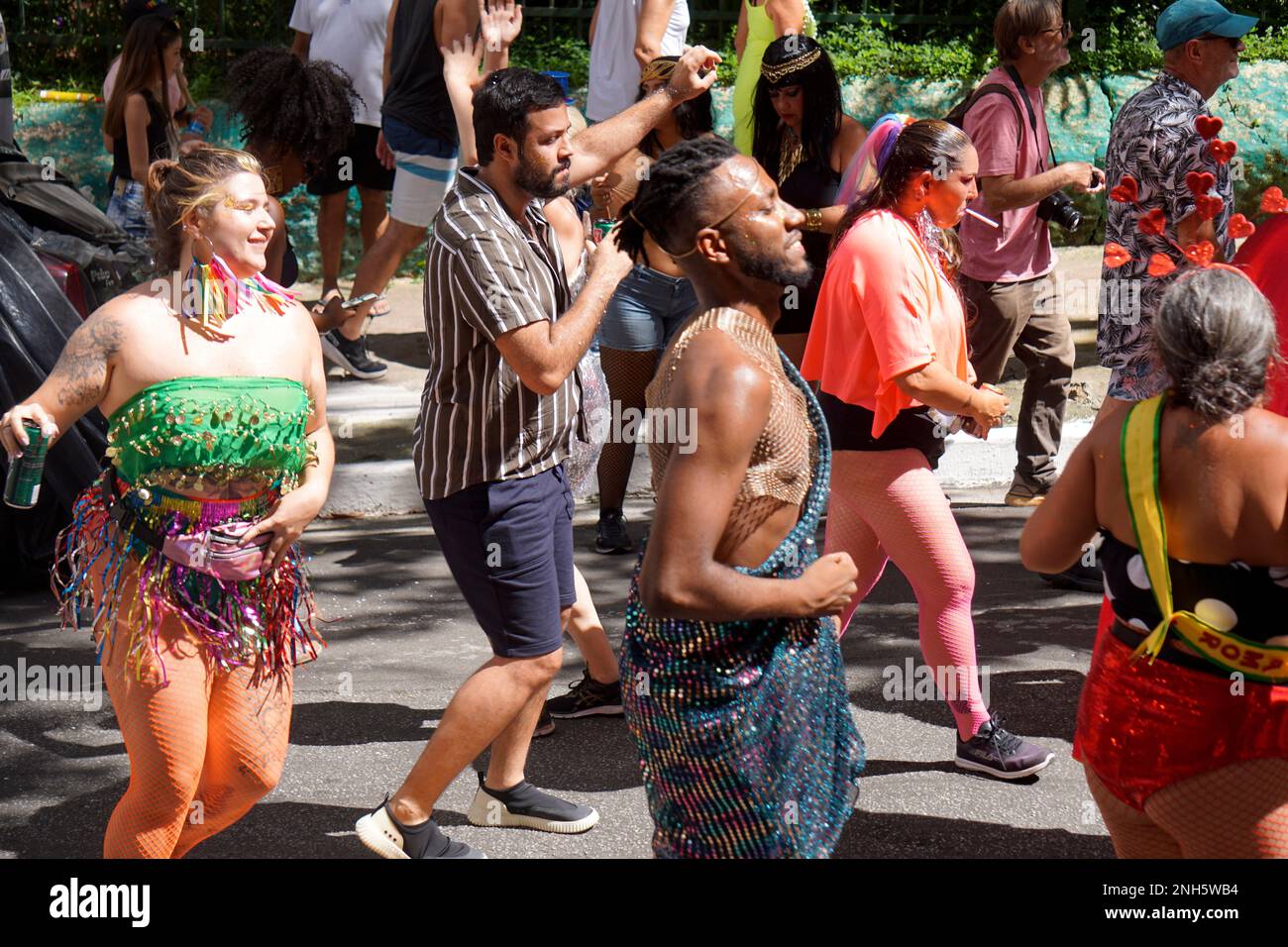 São Paulo SP Brazil February 20 2023 Revelers dancing during the annual ...