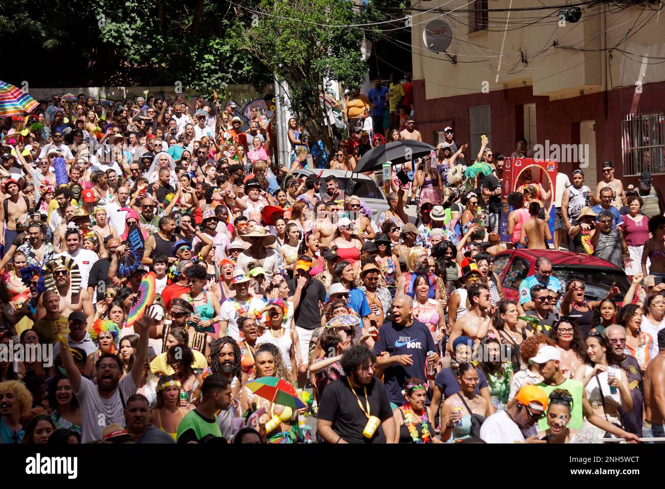 São Paulo SP Brazil February 20 2023 Revelers dancing during the annual ...