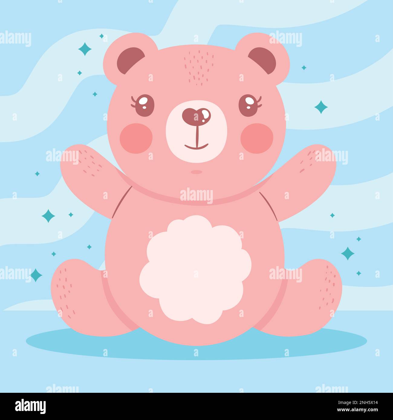 cute bear pink seated character Stock Vector Image & Art - Alamy