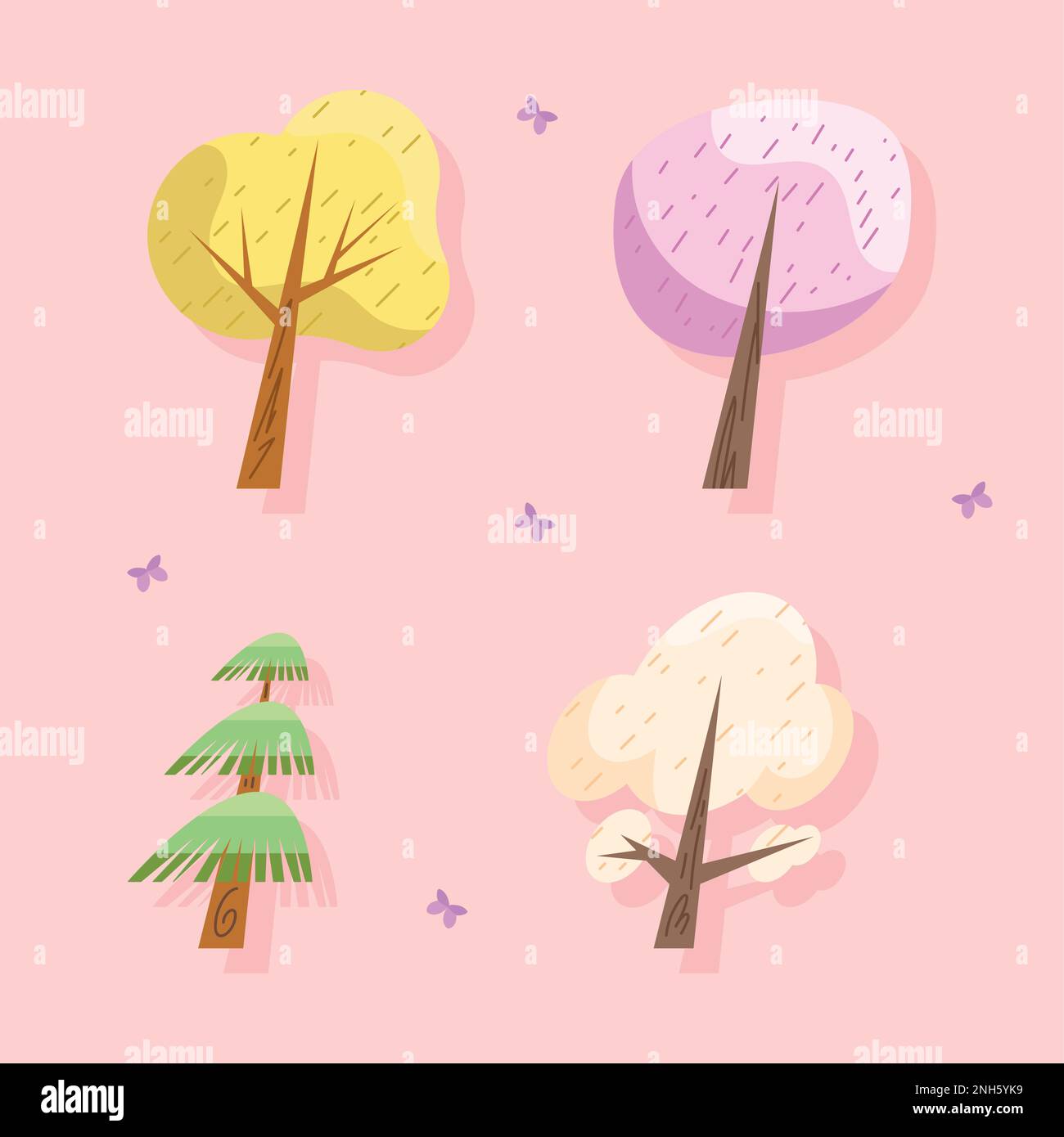 four trees plants nature icons Stock Vector Image & Art - Alamy