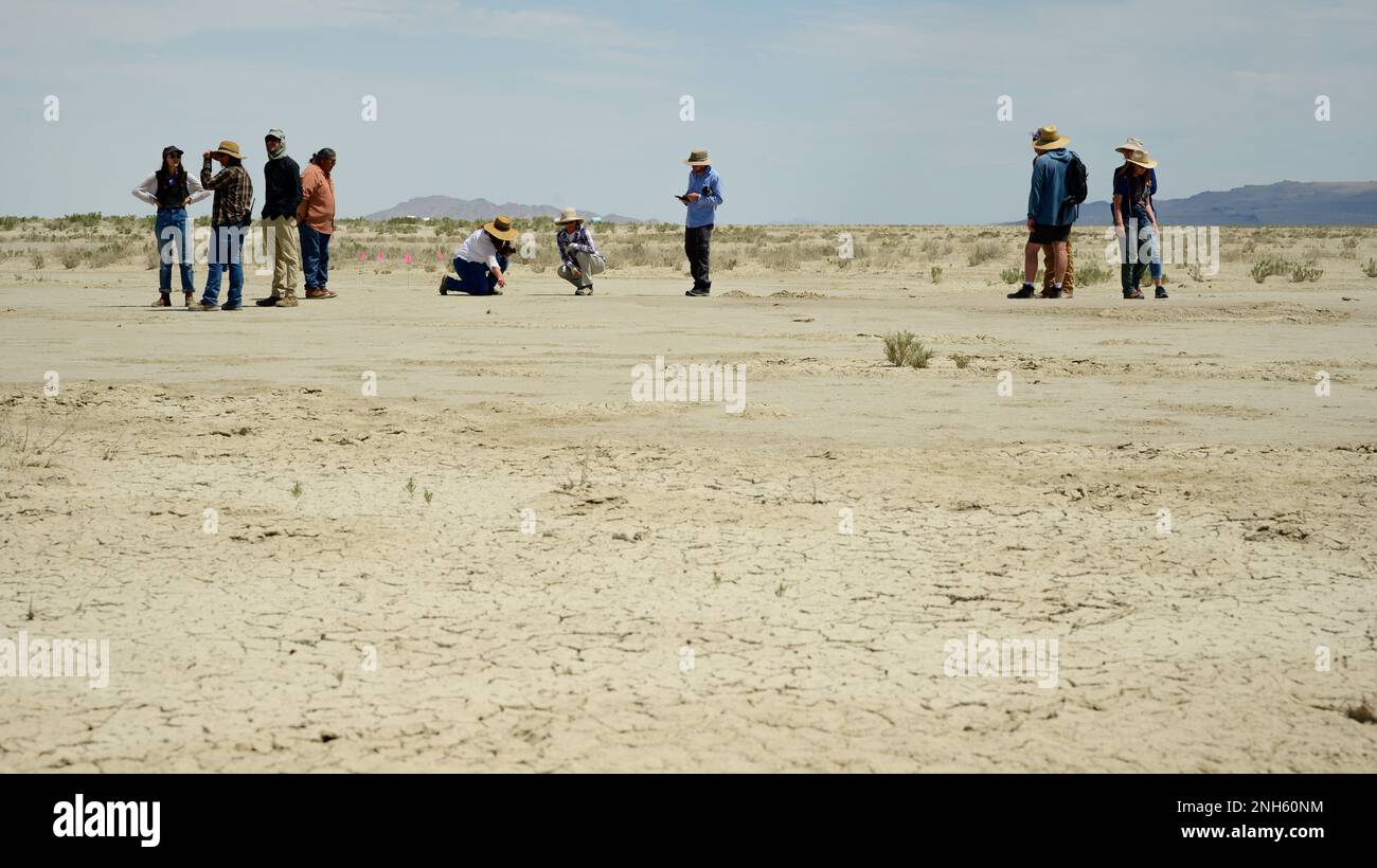 Visitors to an archaeological site look at recently discovered ...