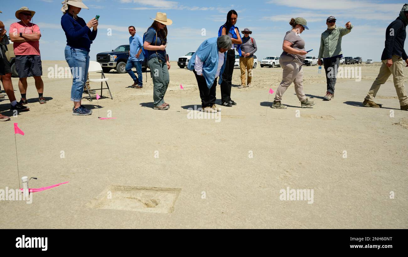 Visitors to an archaeological site on the Utah Test and Training Range ...