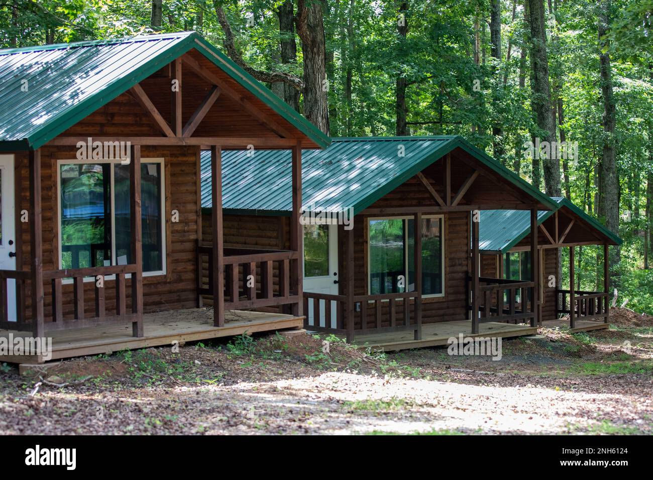 Newly built cabins are shown nestled in the forest at the Oak Area of ...